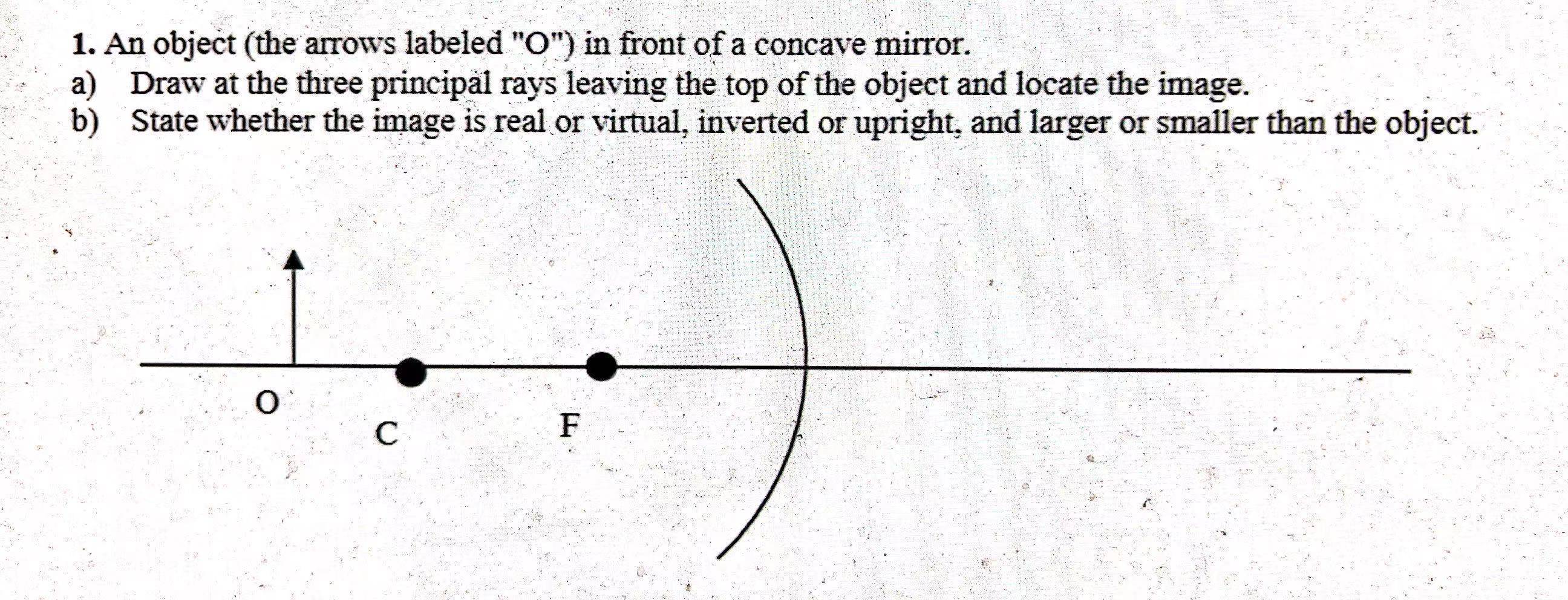 Solved 1. An object (the arrows labeled "O") in front of a | Chegg.com