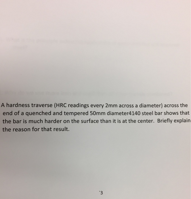 Solved A hardness traverse (HRC readings every 2mm across a | Chegg.com