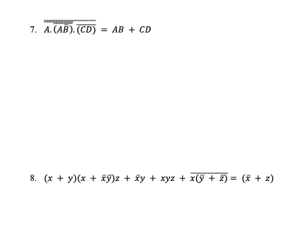 Solved The practice problems about boolean algebra , please | Chegg.com