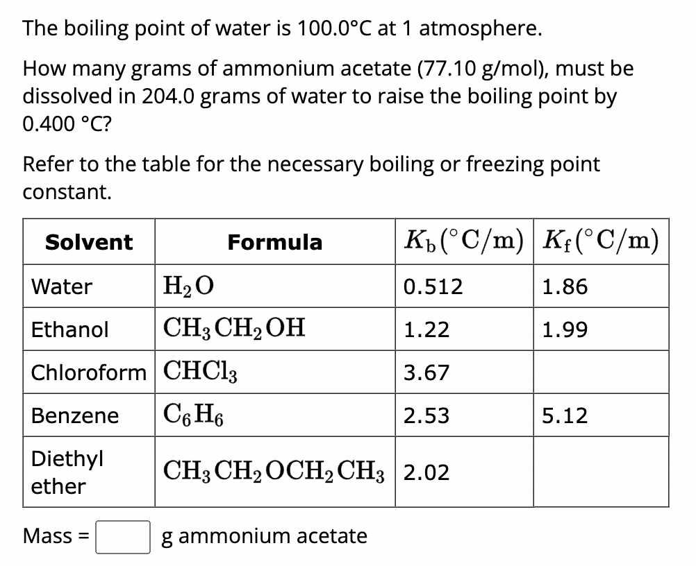 Solved The boiling point of water is 100.0∘C at 1 | Chegg.com