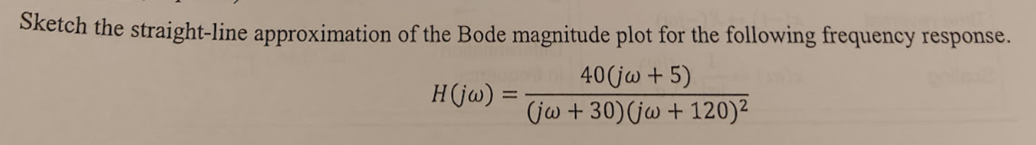 Solved Sketch the straight-line approximation of the Bode | Chegg.com