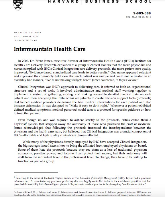 Solved CASE STUDY: Intermountain Health Care (IHC) | Chegg.com