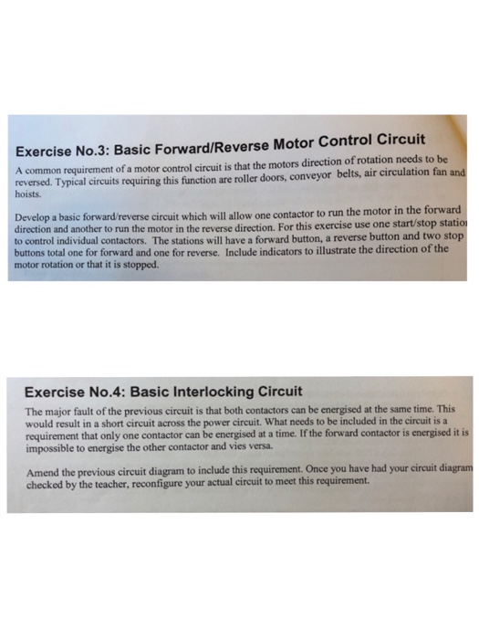 Solved Exercise No.3: Basic Forward/Reverse Motor Control | Chegg.com