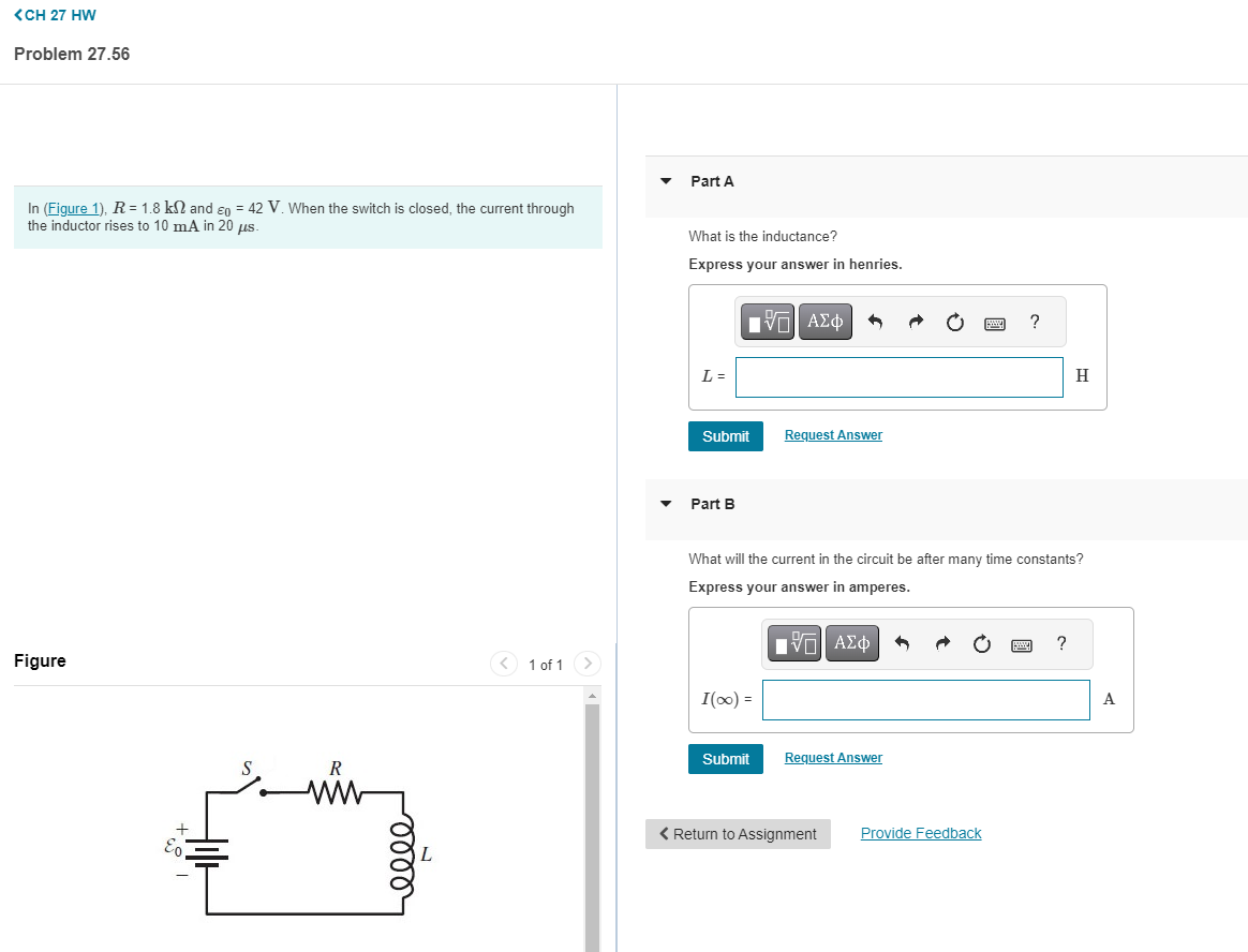 Solved Problem 27.56Part AIn (Figure 1), R=1.8kΩ ﻿and | Chegg.com