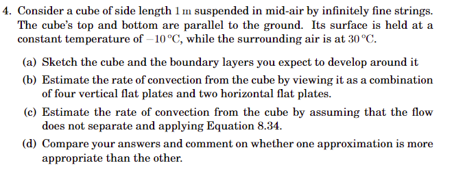4. Consider a cube of side length 1 m suspended in | Chegg.com