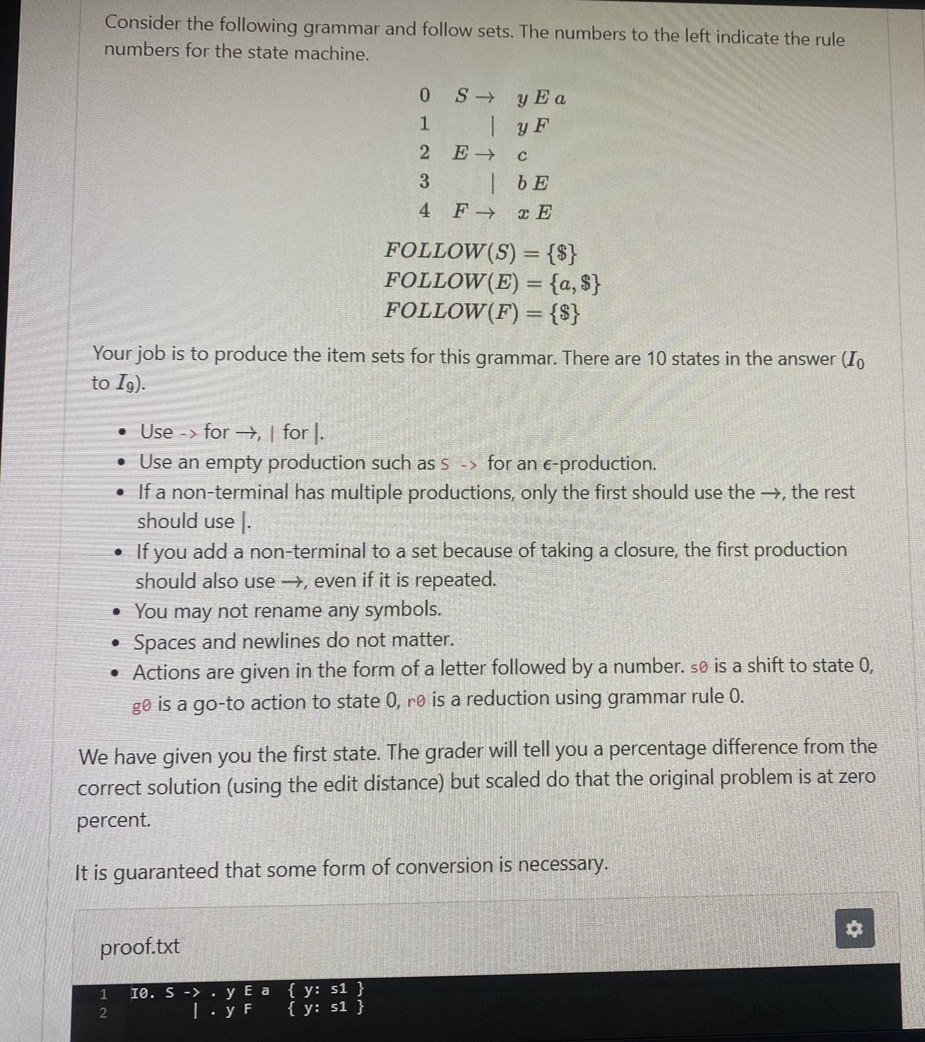 Consider the following grammar and follow sets. The | Chegg.com