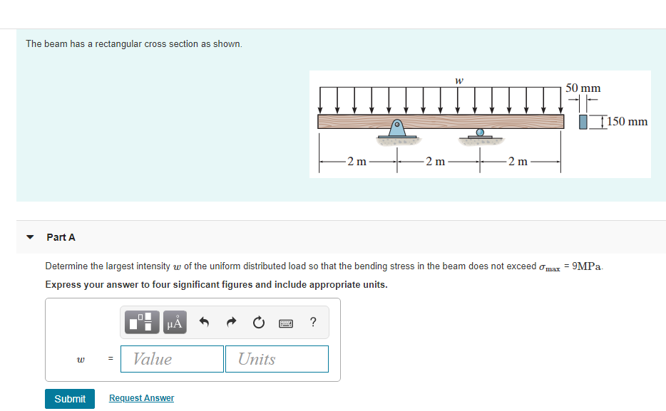 Solved The beam has a rectangular cross section as shown. T | Chegg.com
