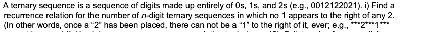 Solved A Ternary Sequence Is A Sequence Of Digits Made Up 