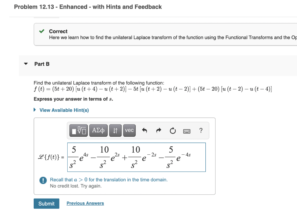 Solved Problem 12.13 - Enhanced - with Hints and Feedback | Chegg.com