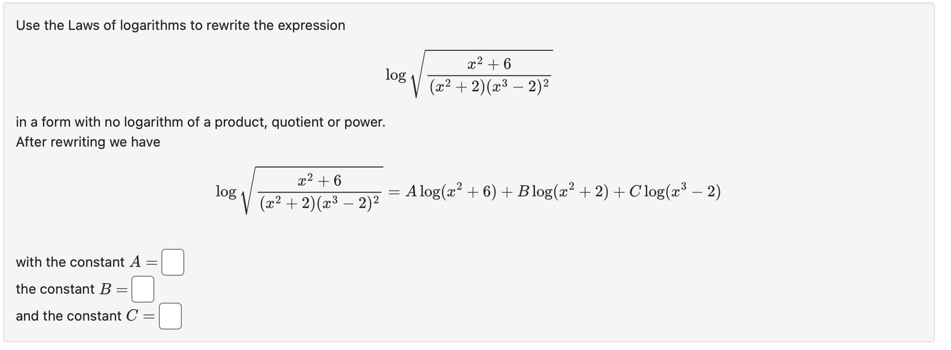Solved Use the Laws of logarithms to rewrite the expression | Chegg.com