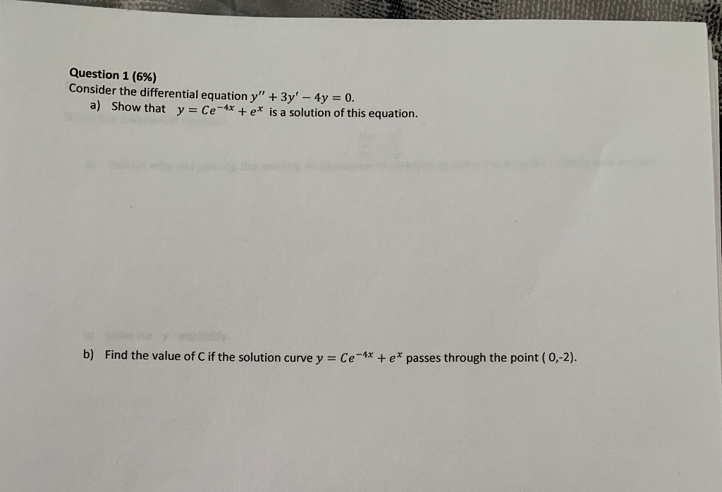 Solved Question 1 (6%) Consider the differential equation y" | Chegg.com