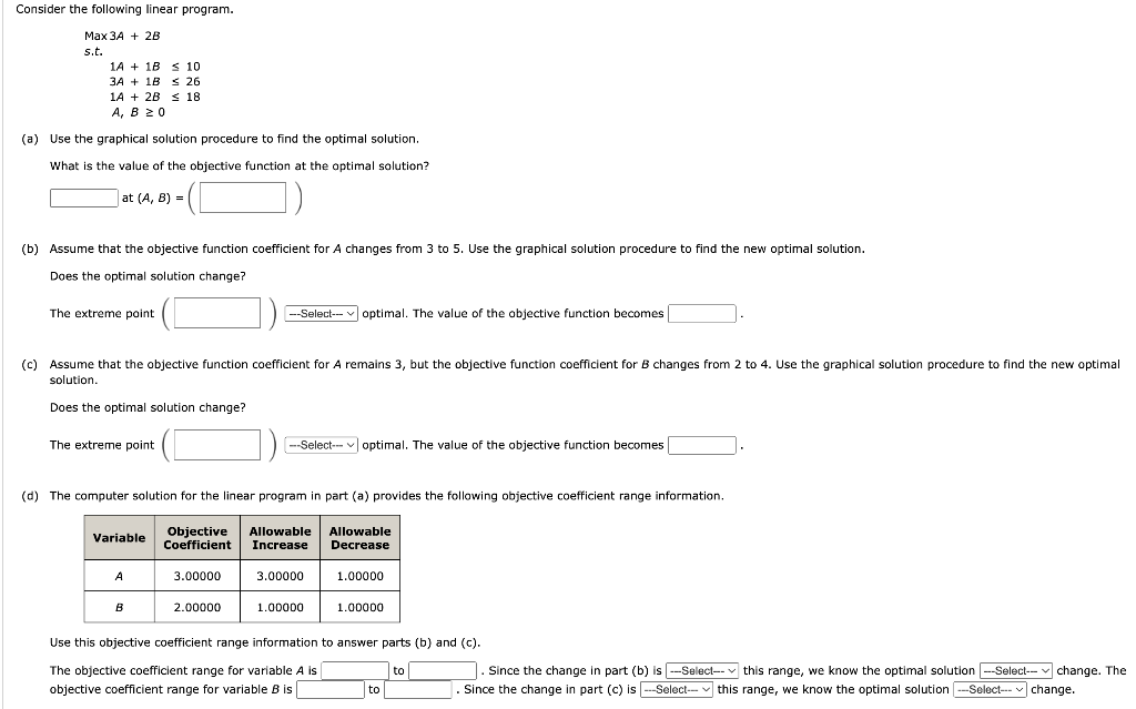 Solved Consider the following linear program. Max 3A+2B | Chegg.com