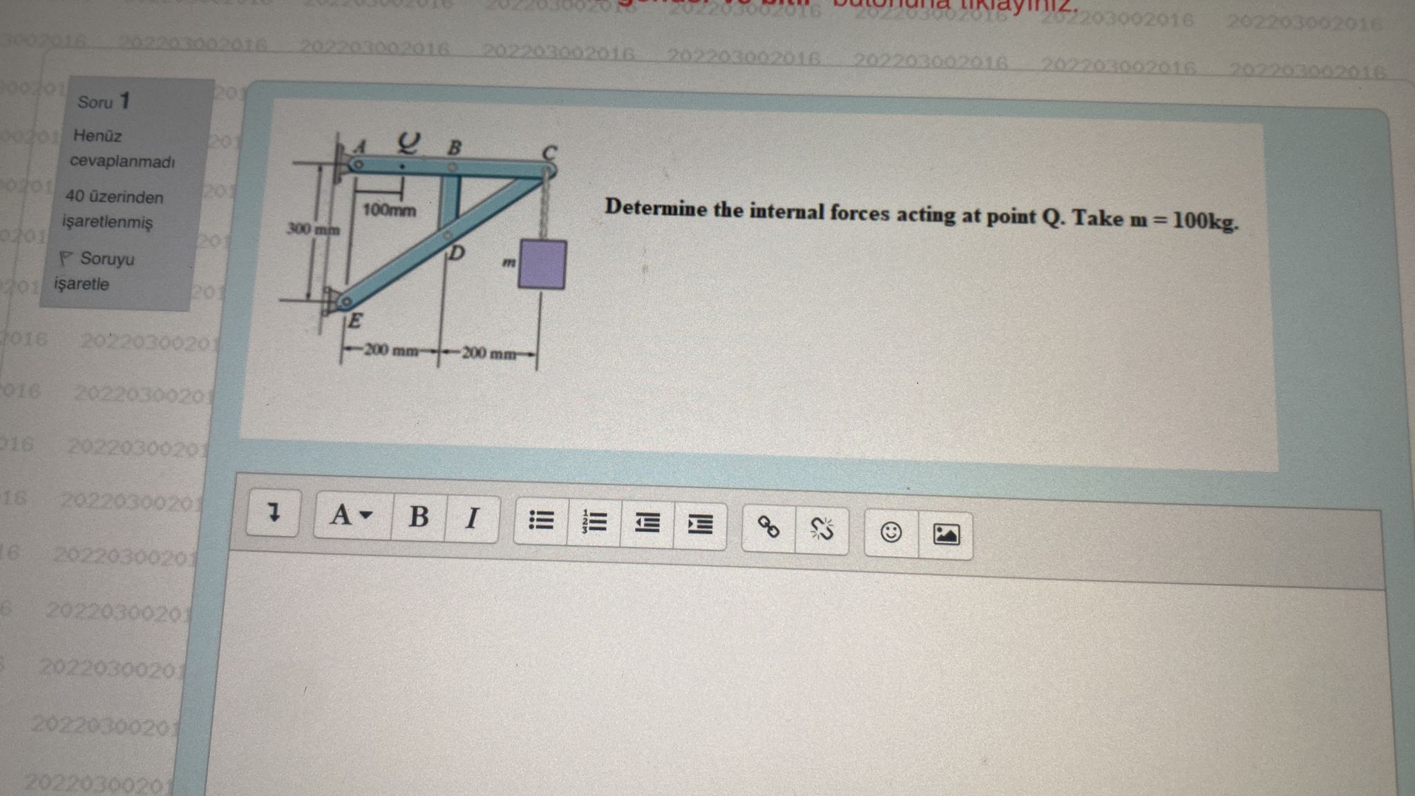 Solved Determine the internal forces acting at point Q. Take | Chegg.com