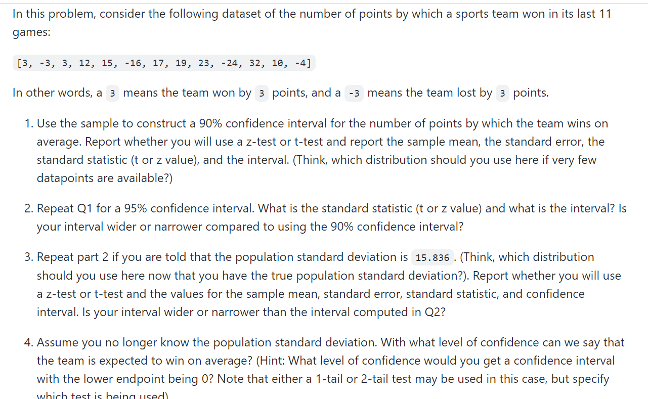 Solved In this problem, consider the following dataset of | Chegg.com