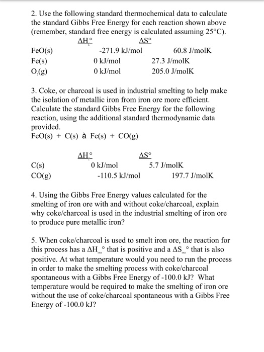 Solved 2. Use the following standard thermochemical data to | Chegg.com