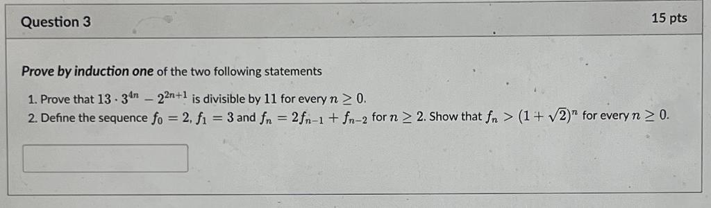 Solved Prove by induction one of the two following | Chegg.com