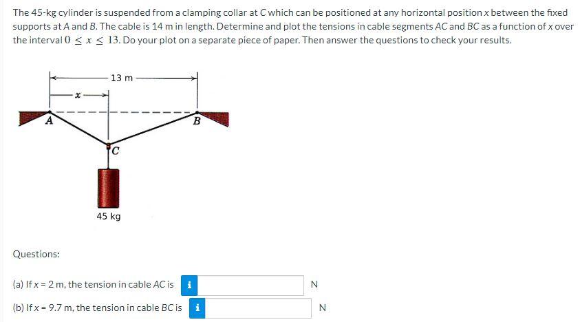 Solved The 45-kg cylinder is suspended from a clamping | Chegg.com
