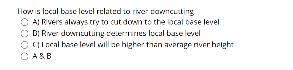 Solved How is local base level related to river downcutting? | Chegg.com