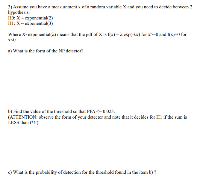 Solved 3) Assume you have a measurement x of a random | Chegg.com