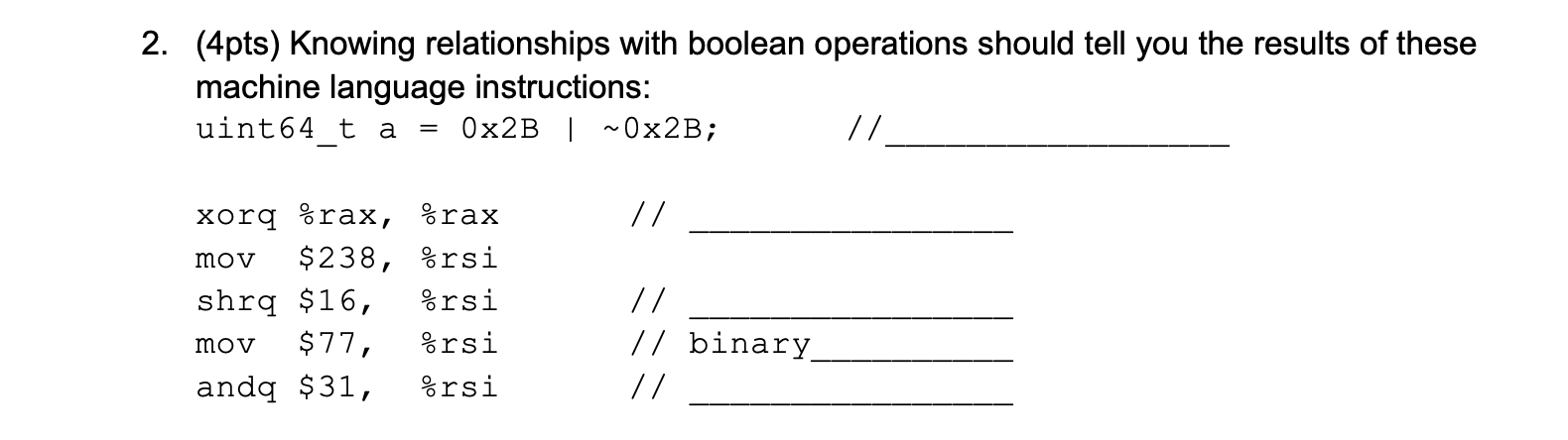 Solved 2. (4pts) Knowing relationships with boolean | Chegg.com
