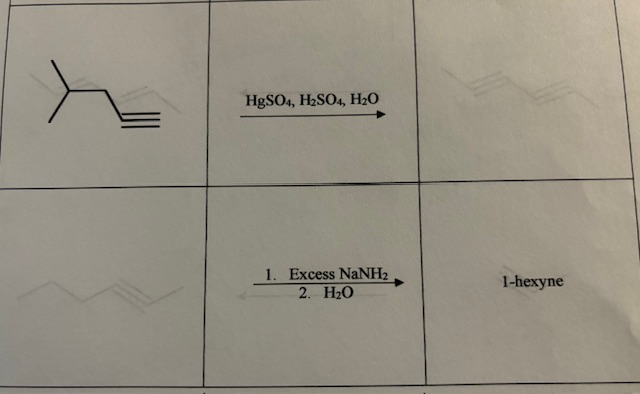 Solved HgSO4,H2SO4,H2O 1. Excess NaNH2→ 1-hexyne | Chegg.com