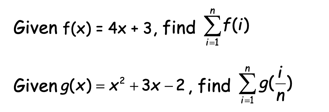 Solved Given f(x)=4x+3, find ∑i=1nf(i) Given g(x)=x2+3x−2, | Chegg.com Solved Given f(x)=4x+3, find ∑i=1nf(i) Given g(x)=x2+3x−2, | Chegg.com