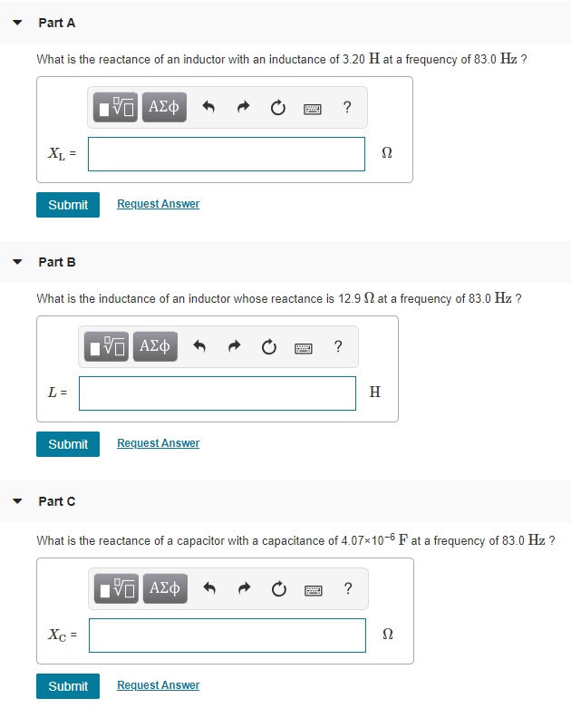 Solved Part A What is the reactance of an inductor with an | Chegg.com