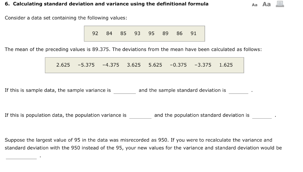 Solved 6. Calculating standard deviation and variance using | Chegg.com