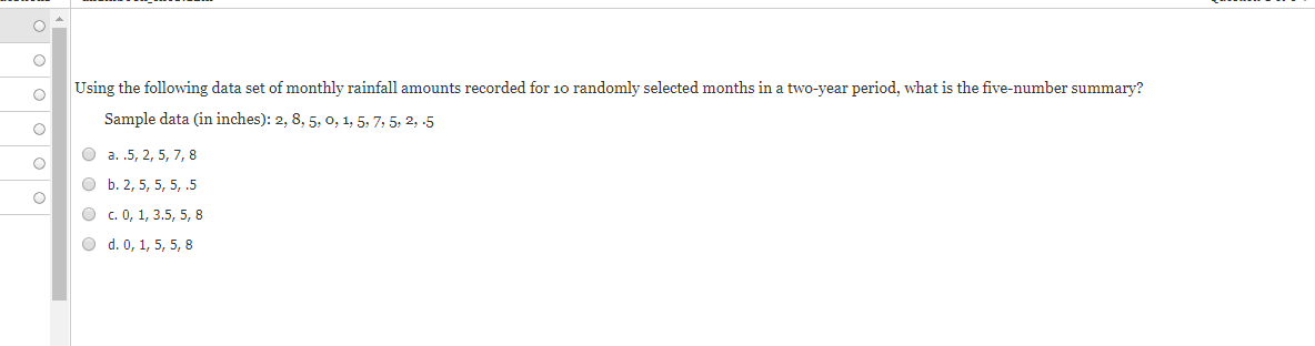 Solved Using the following data set of monthly rainfall | Chegg.com