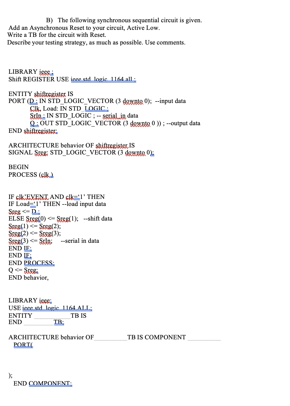 Solved A 25 Points Write Vhdl Code For A Synchronous 