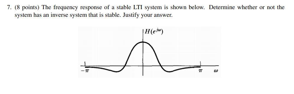 Solved 7. (8 points) The frequency response of a stable LTI | Chegg.com