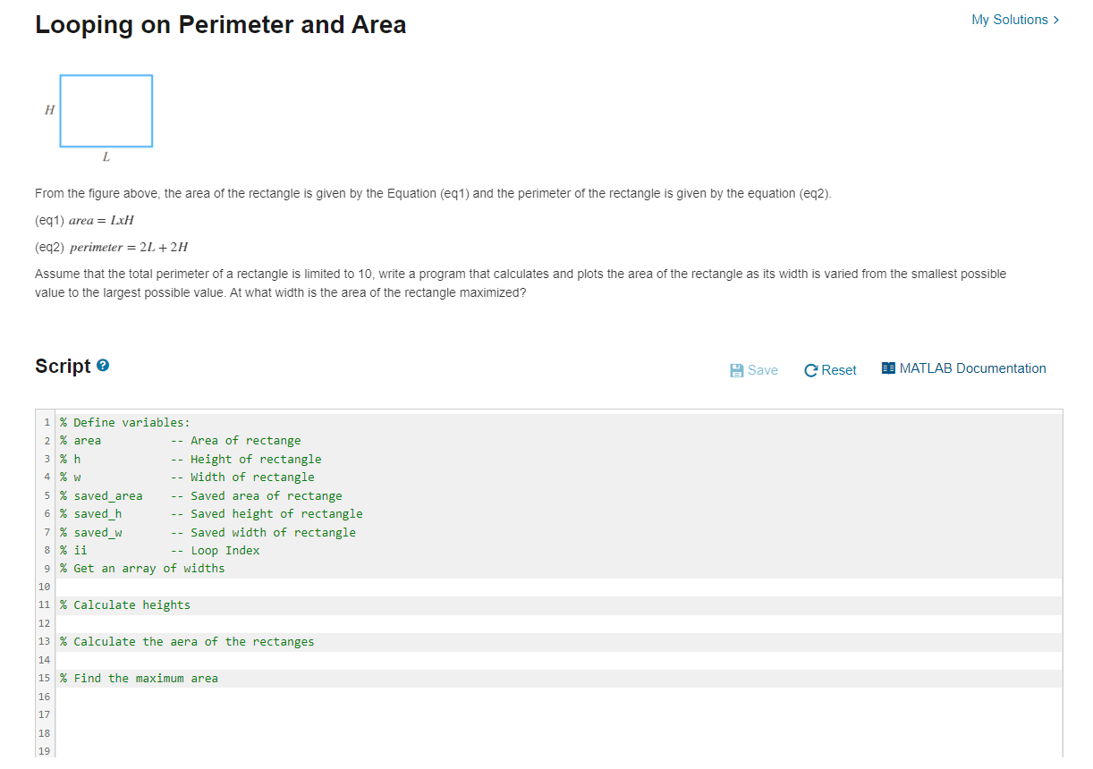Solved Looping on Perimeter and Area From the figure above, | Chegg.com