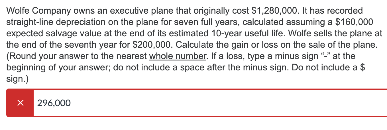 Solved Wolfe Company owns an executive plane that originally | Chegg.com