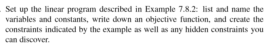 Solved - Set up the linear program described in Example | Chegg.com