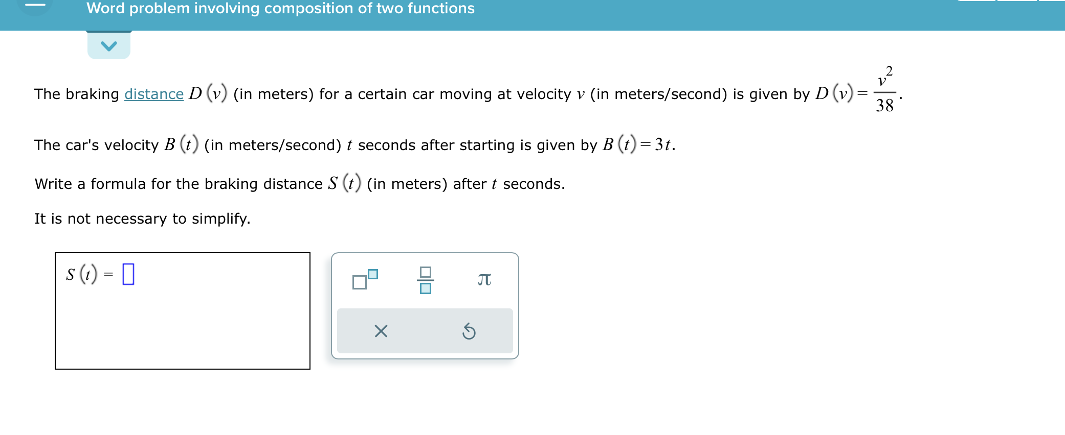 Solved The braking distance D(v) (in meters) for a certain | Chegg.com