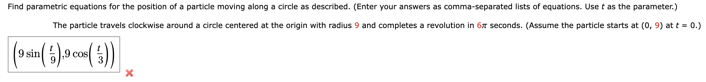 Solved Find parametric equations for the position of a | Chegg.com