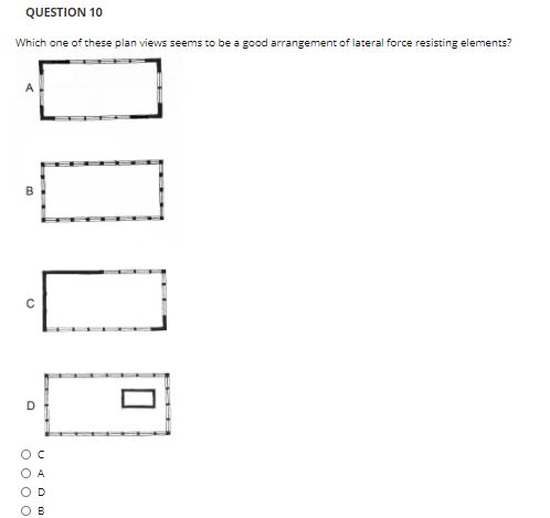 Solved QUESTION 10 Which one of these plan views seems to be | Chegg.com