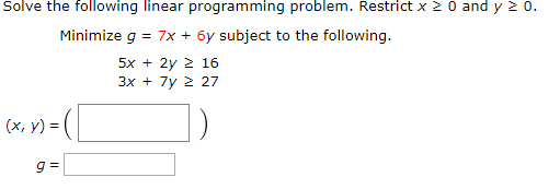 Solved Solve the flowg linear programming problem. Restrict | Chegg.com