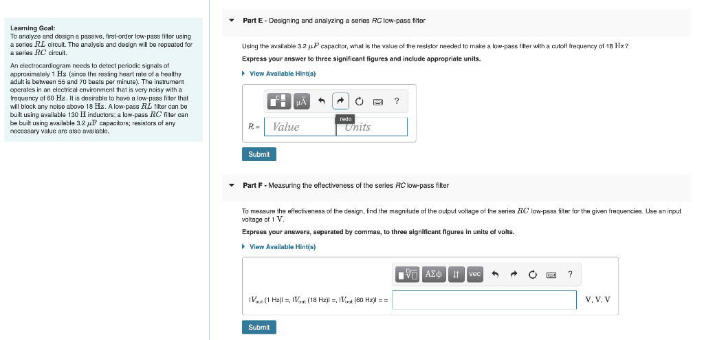 Solved Learning Goal: To analyze and design a passive, | Chegg.com