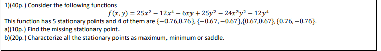 Solved 1)(40p.) Consider the following functions f(x,y) = | Chegg.com