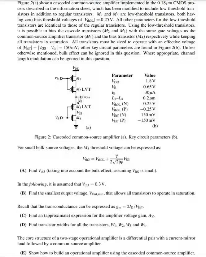 Vin D Figure 2(a) show a cascoded common-source | Chegg.com