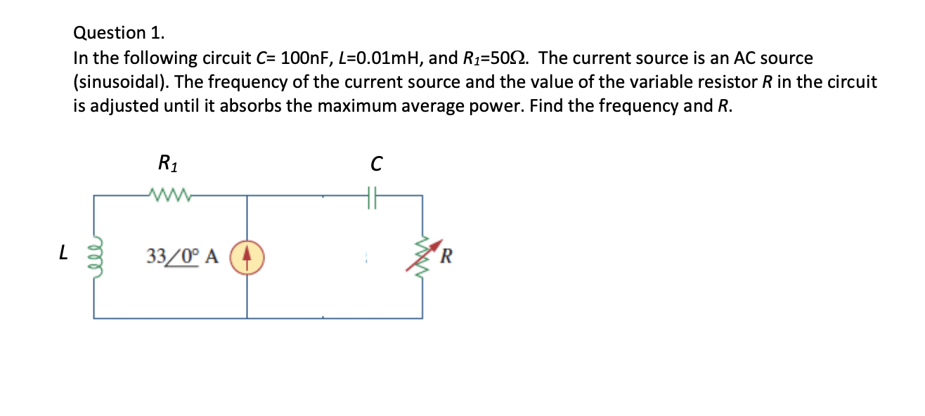 Solved Question 1. In the following circuit C= 100nF, | Chegg.com