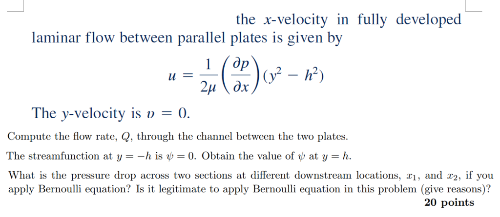 Solved the x-velocity in fully developed laminar flow | Chegg.com