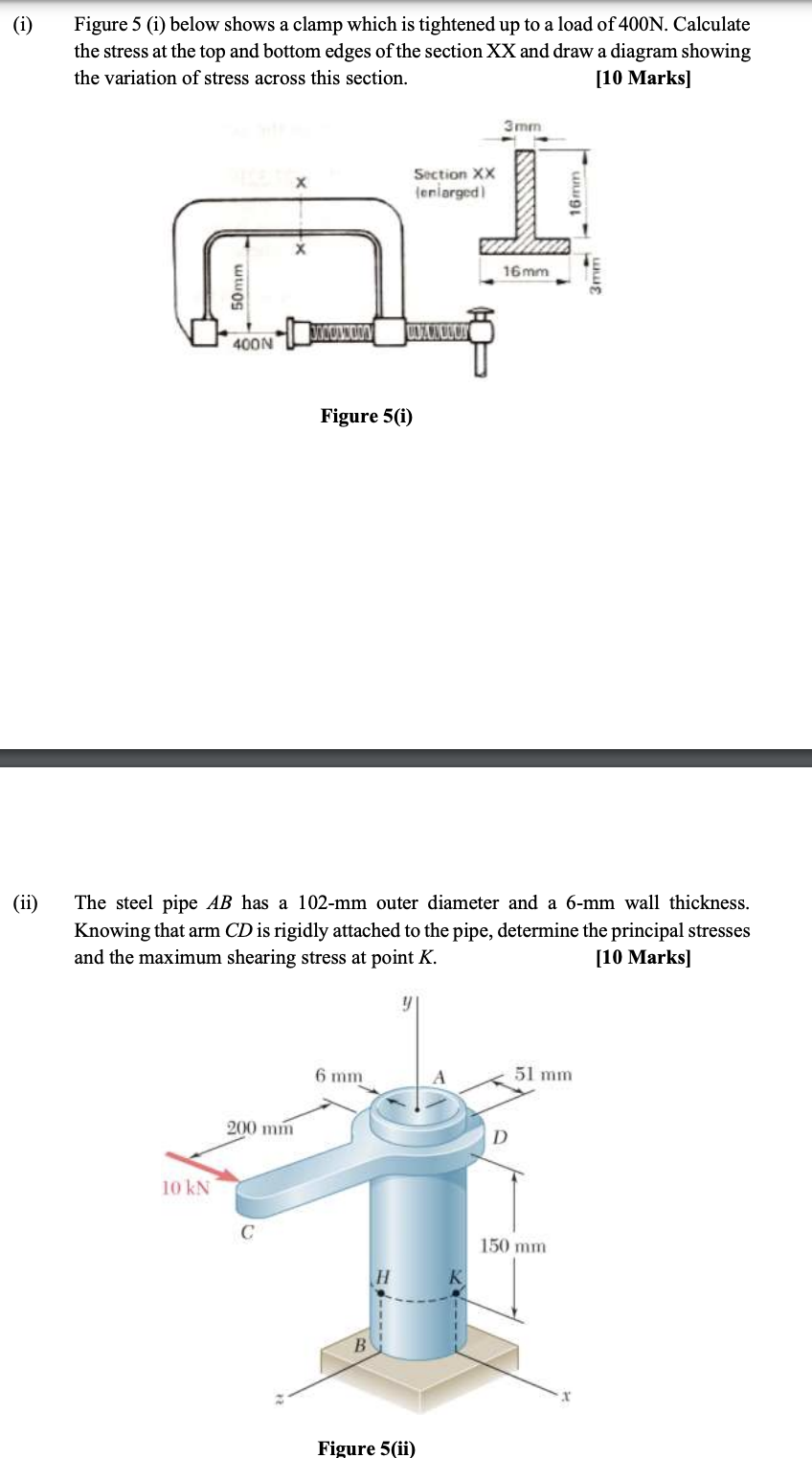 Solved (i) Figure 5 (i) below shows a clamp which is | Chegg.com
