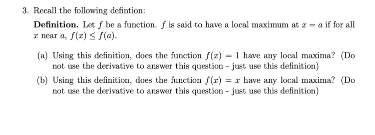 Solved Recall the following defintion: Definition. Let f be | Chegg.com