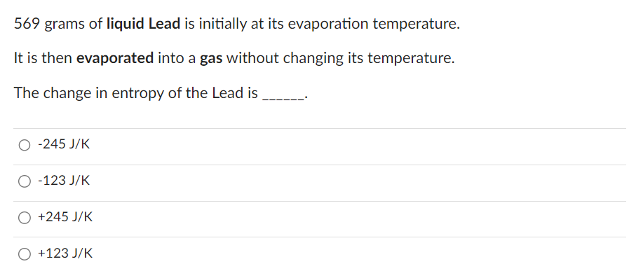 Solved 569 grams of liquid Lead is initially at its | Chegg.com