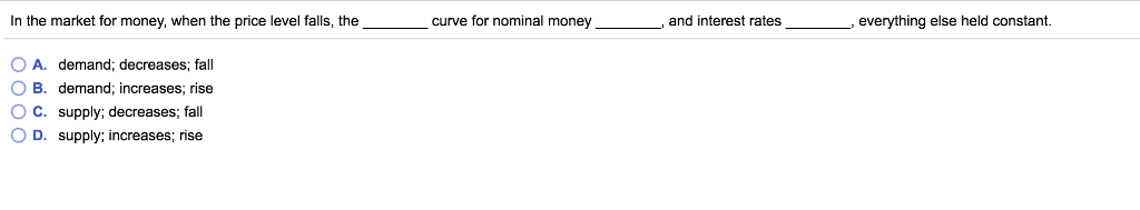 Solved In The Market For Money When The Price Level Falls Chegg