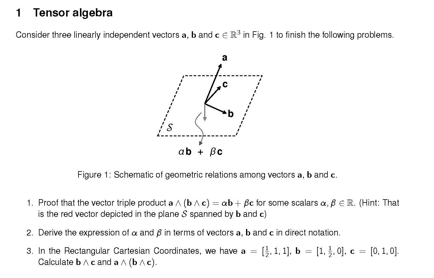 Solved 1 Tensor algebra Consider three linearly independent | Chegg.com