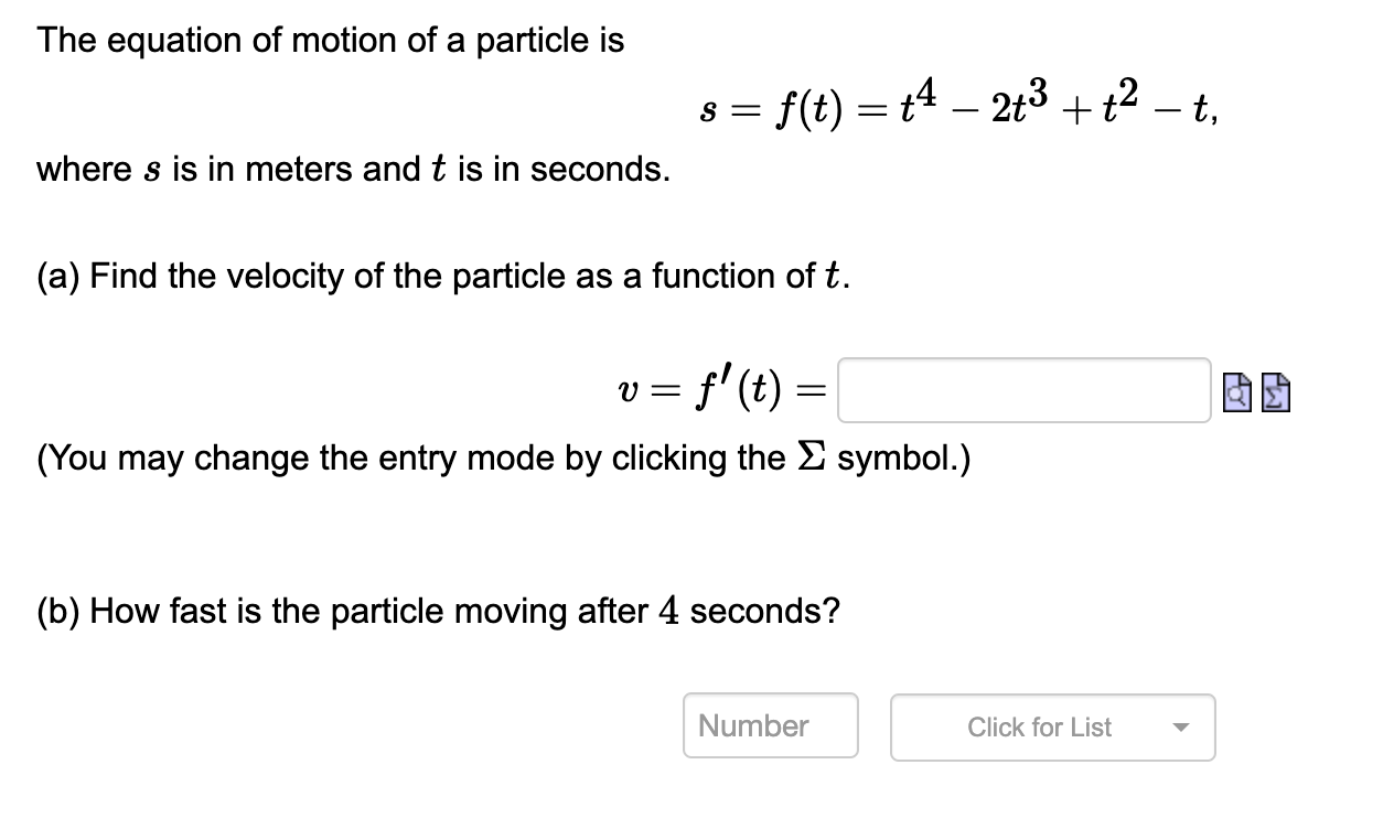 Solved The equation of motion of a particle is | Chegg.com