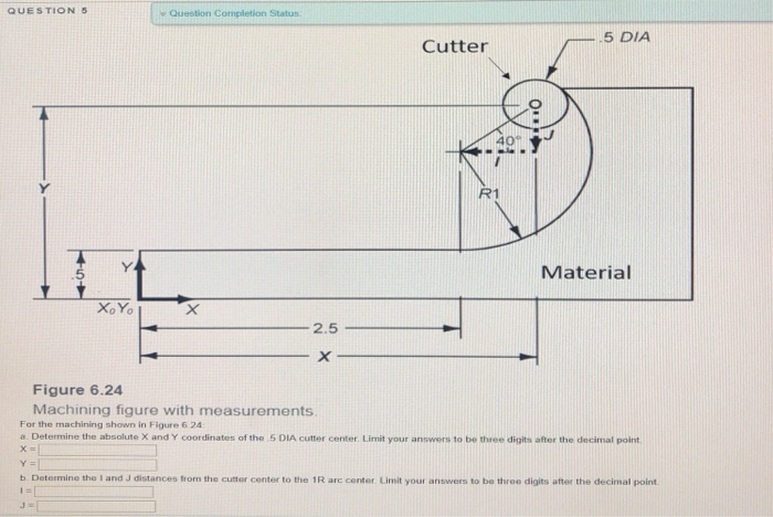 Solved QUESTION 5 Question Completion Status 5 DIA Cutter | Chegg.com